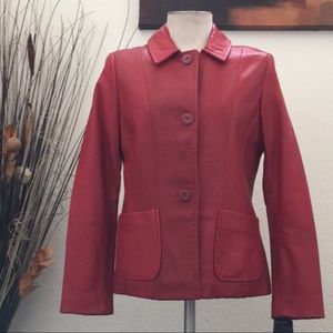 Jones New York | Jackets & Coats | Jones New York Red Genuine Leather ...